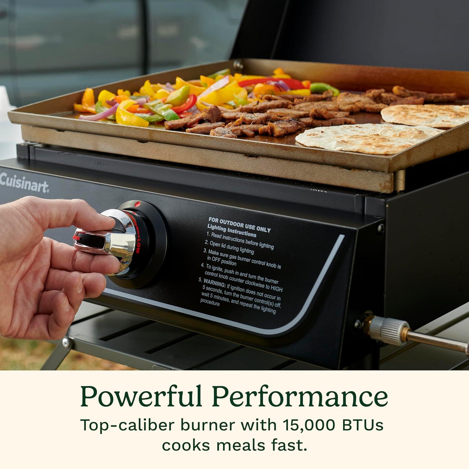 Cuisinart 17” Tabletop Gas Griddle with Hood, Easy Assembly Compact ...