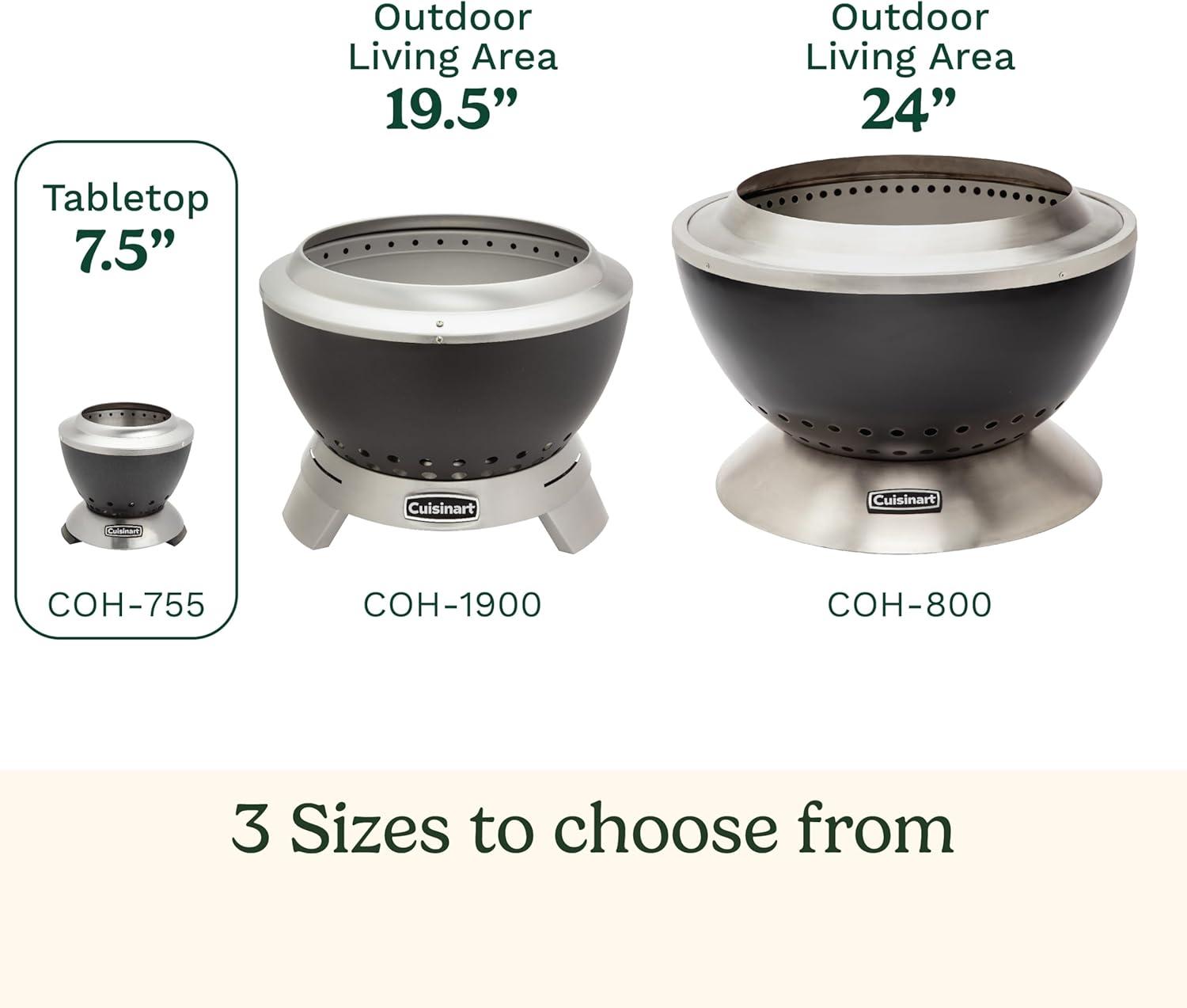 Cuisinart 24” Cleanburn Smokeless Fire Pit with Removable Base for Ash ...