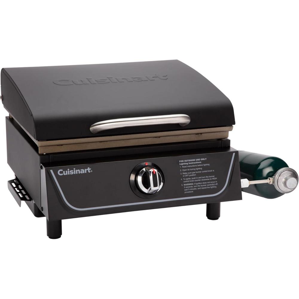 Cuisinart 17” Tabletop Gas Griddle with Hood, Easy Assembly Compact ...