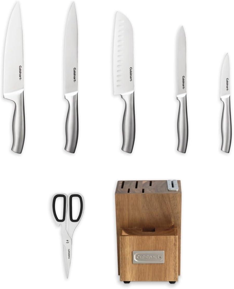 Cuisinart 7 Pc Stainless Steel Essentials Cutlery Block Set with Built ...
