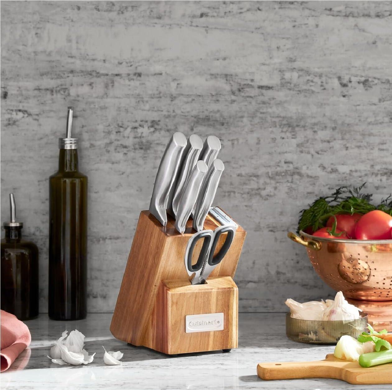 Cuisinart 7 Pc Stainless Steel Essentials Cutlery Block Set with Built ...