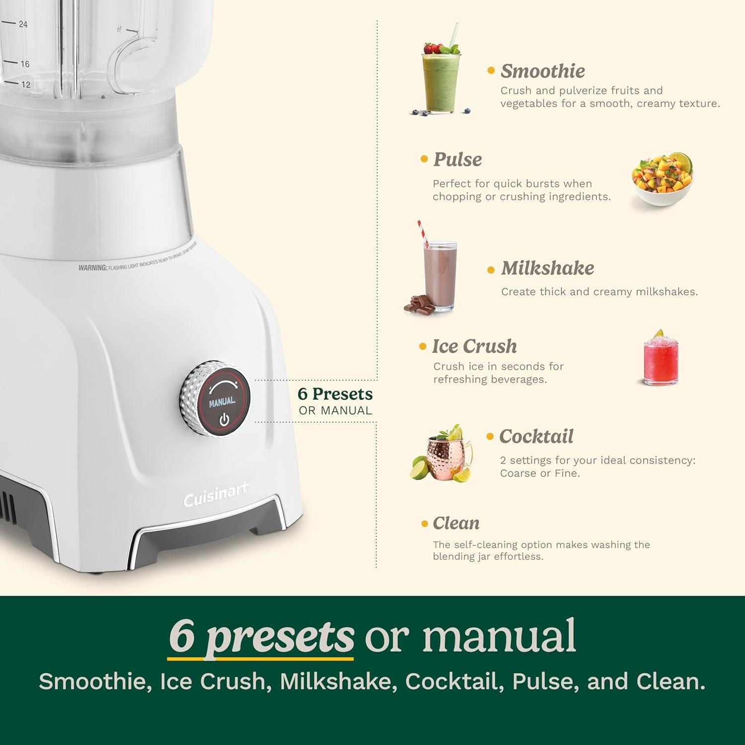 Cuisinart Hurricane® 48 oz Glass Jar Digital Blender, Manual 5 Speeds ...