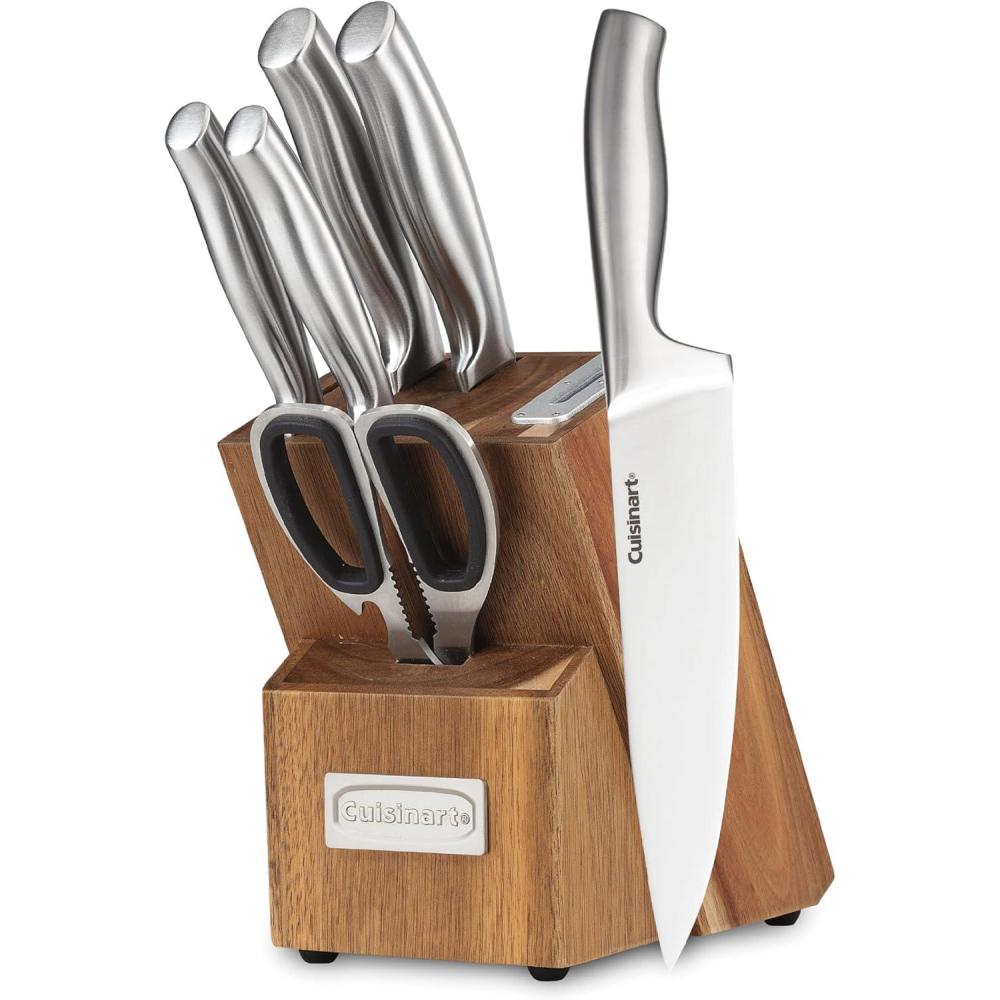 Cuisinart 7 Pc Stainless Steel Essentials Cutlery Block Set with Built ...